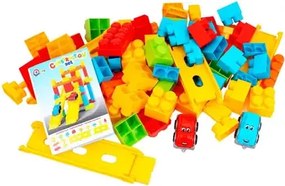 TECHNOK Stavebnice kostky 90 ks s dráhou a 2 auty / Stavebnice / Plast