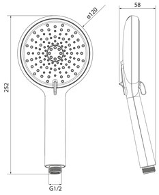 Sapho Ruční masážní sprcha, 4 režimy sprchování, průměr 120mm, ABS/chrom 1204-51