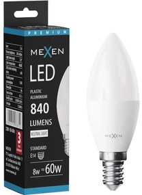 Mexen Nova LED žárovka E14, C37, 8W, Neutrální - 4000K, 840 lm - L102-E14-0840-01