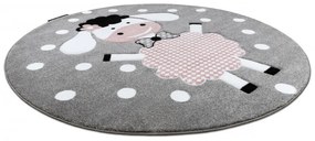 Dywany Łuszczów, Dětský kusový koberec Petit Dolly sheep grey kruh, 120x120 (průměr) kruh, růžová, dětský pokoj