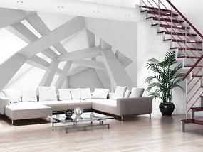 Fototapeta Geometrická architektura - moderní bílý prostor s koly