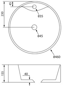 Sapho, YAKARTA keramické umyvadlo, průměr 46cm, na desku, BH7021