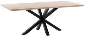 OnaDnes -20% Dubový jídelní stůl Kave Home Argo 200 x 100 cm s černou kovovou podnoží