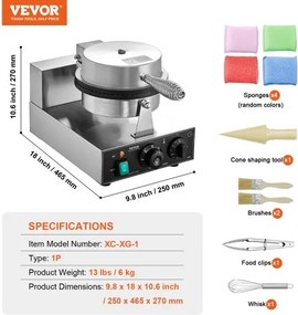 Elektrický výrobník zmrzlinových kornoutů Komerční vaflový kornoutový vaječný