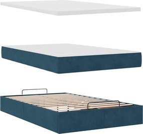 Osmanský rám postele s matrací tmavě modrá 120x200cm samet 3311181