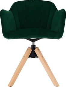 Otočné křeslo ALIGNA - látka Velvet, smaragdová / buk