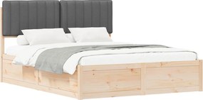 Rám postele s čalouněným čelem s čelo Tmavě šedá 150 x 200 cm 3398225