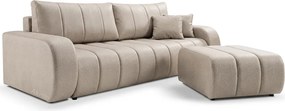 Pohovka BALOO + taburet | 248 cm | rozkládací + úložný prostor | letto 11 šedobéžová EASY CLEAN