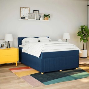 Box spring postel s matrací modrá 140x190 cm textil 3289764
