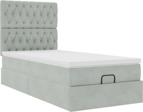 Osmanský rám postele s matracemi světle šedá 90x190cm samet 3314360