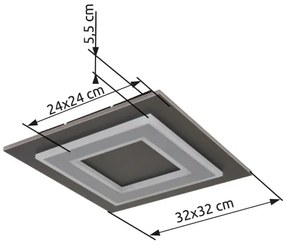 Globo 48033-24 - LED Stropní svítidlo JAYDEN LED/24W/230V 32x32 cm antracit