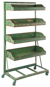 Zelený kovový regál s boxy na kolečkách Boxx - 71*40*133 cm