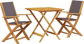 3dílný bistro set antracitový textil a masivní dřevo 3281881
