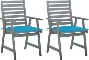 vidaXL Zahradní jídelní židle s poduškami 2 ks masivní akáciové dřevo [3064402] Barva: Šedá