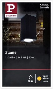 Paulmann 94328 - 2xLED/2,8W IP44 Venkovní nástěnné svítidlo FLAME 230V antracit