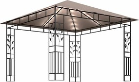 Altán s moskytiérou a světelnými LED řetězy 3x3x2,73 m taupe 3070318