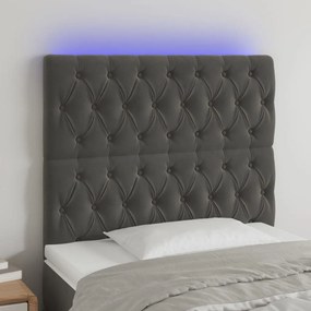 Čelo postele s LED tmavě šedé 90x7x118/128 cm samet 3122797