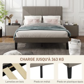 HOMCOM Dvoulůžkový Rám Postele, 140 x 190 cm, Postel pro 2 osoby, Kovový Rám, Nastavitelný Čelní Panel, s Lamelovým Roštem, Úložný Prostor pod Postel…
