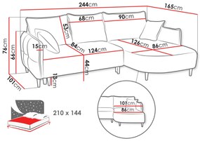 Rohová sedačka s úložným prostorem KLORA - béžová, pravý roh