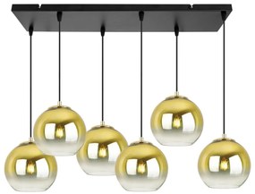 Závěsné svítidlo Bergen Gold, 6x zlaté/transparentní skleněné stínítko (fi 15cm)