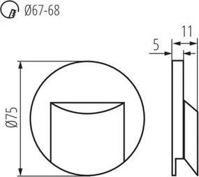 Orientační svítidlo 12V Kanlux ERINUS LED P68 O G-NW CZ šedá 4000K neutrální bílá 33409