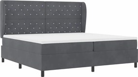Postel s boxspringem s matrací Tmavě šedá 200 x 200 cm samet 3340893