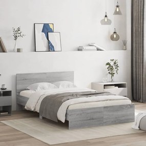 vidaXL Rám postele s čelem šedý sonoma 135 x 190 cm