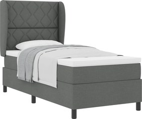 Postel s boxspringem s čelo Tmavě šedá 90 x 190 cm textil 3340600