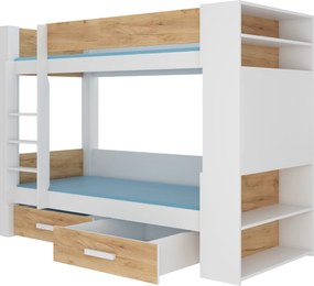 ADRK Furniture Dvoupodlažní postel pro dvě osoby GARET 200x90 CH-Gar-W+OGOLD-23-0E1165