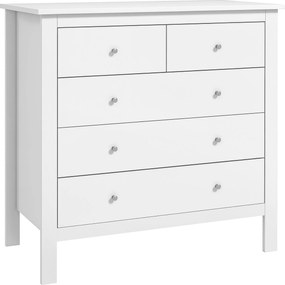 HOMCOM Komoda s 5 zásuvkami - Moderní úložná skříňka pro obývací pokoj, ložnici a chodbu, bílá, 79 x 39,5 x 80,5 cm | Aosom