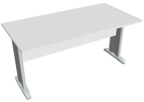 Stůl jednací rovný 160 cm - Hobis Cross CJ 1600 Dekor stolové desky: bílá, Dekor lamino podnože: bílá, Barva nohou: Stříbrná