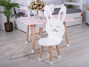 Manibox Dřevěná dětská židle s oušky KRÁLÍK + jméno ZDARMA