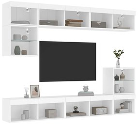 8dílná obývací stěna s LED osvětlením bílá kompozitní dřevo