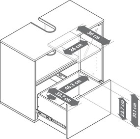 Tchibo - Koupelnová skříňka pod umyvadlo - barva: bílá