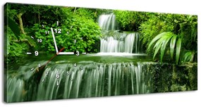 Gario Obraz s hodinami Vodopád v deštném pralese Rozměry: 100 x 40 cm