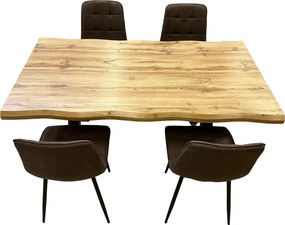 Vikio Jídelní set pro 4 osoby 140x90 cm dub-hnědá samet VJS214-4H-S