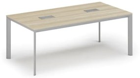 Stůl INVITATION 2000 x 1000 x 740, dub přírodní + 2x stolní zásuvka TYP III, stříbrná