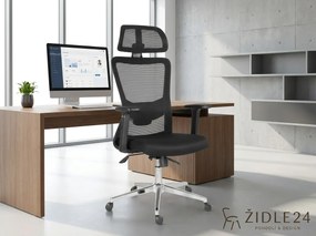 Ergonomická kancelářská židle ERGODO FAGER - černá síťovina / nosnost 150 kg