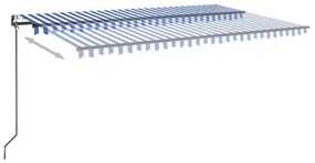 Automatická markýza LED a senzor větru 500 x 300 cm modrobílá,  3069151