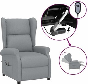 Elektrické polohovací křeslo ušák světle šedé textil 3098319
