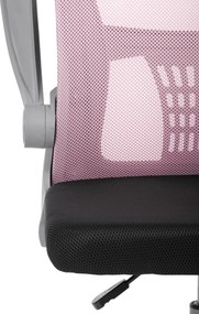 Dětská židle na kolečkách GERY | 59 cm | výškově nastavitelná | na tvrdé podlahy | s odklápěcími područkami | růžová/šedá/černá