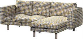 Potah na pohovku IKEA Norsborg 3-místná se šezlongem barva modrá látka pletený vzor, vzorované