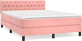Box spring postel s matrací růžová 140x190 cm samet 3141484