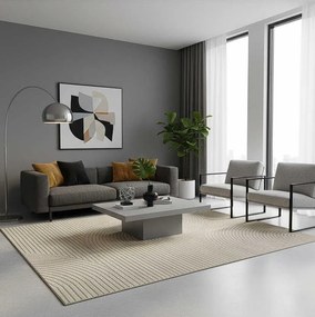 TZ Béžový obdélníkový geometrický koberec Strado Polo Path Camel se vzorem pruhů Rozměr: 160x230 cm