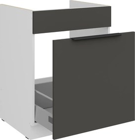 ARIA po | dolní skříňka 60 ZL 1S dřezová | 60 cm | PREMIUM BOX | bílá/šedá grafit