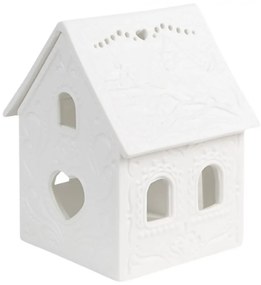 Bílý keramický domeček na čajovou svíčku Mechelen I – 7x8x9 cm