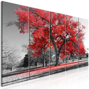 Pětidílný obraz červená krajina II + háčky, hřebíčky ZDARMA Velikost (šířka x výška): 150x60 cm