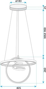 Toolight Toolight, LED závěsné svítidlo 3x20W, 4000K, G066-CP, zlatá lesklá, OSW-08699