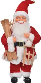 Vánoční dekorace Santa Claus se sáňkami a lyžemi 30 cm
