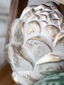 Bílo - zlatá antik cementová dekorace šiška Vittel - 15*24cm
